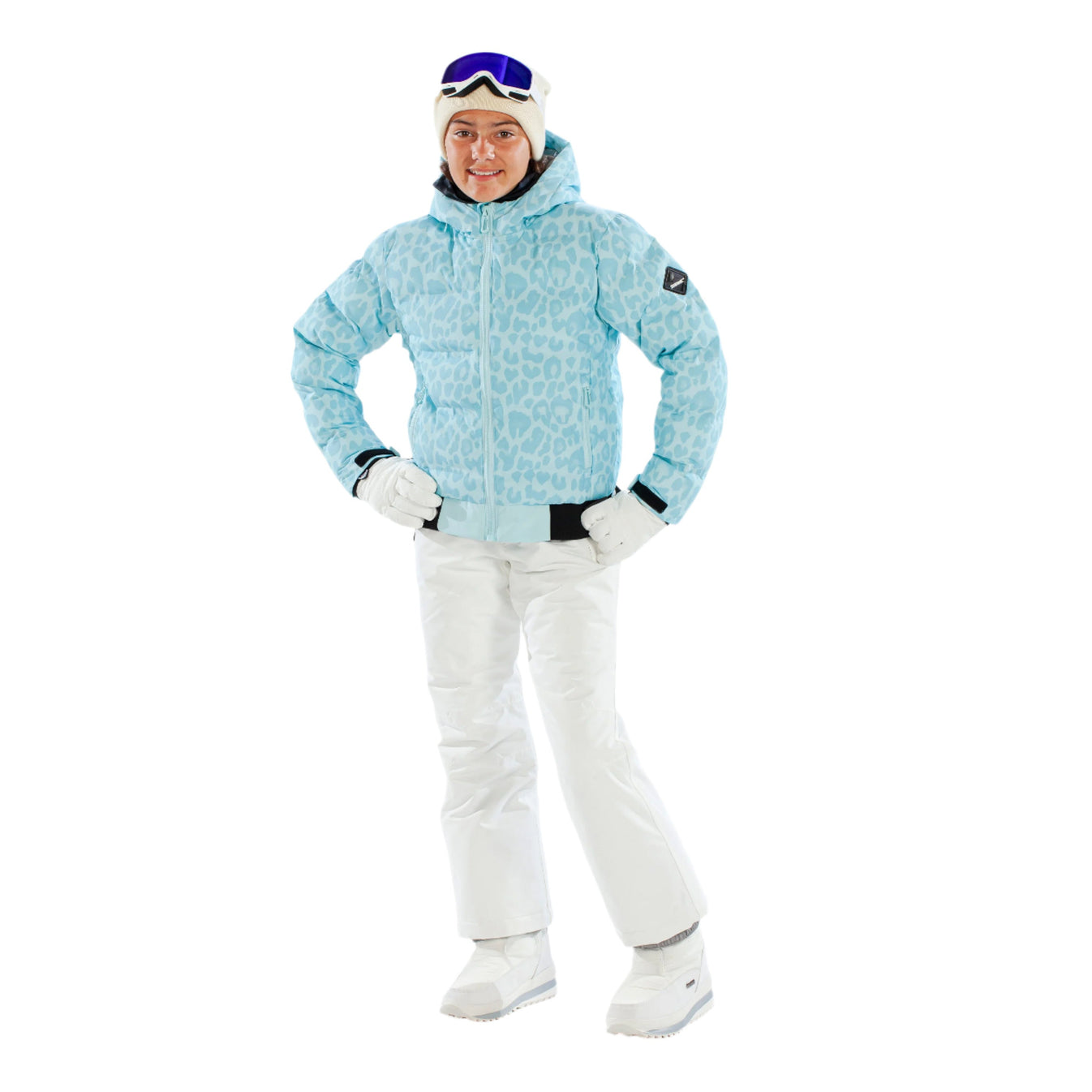 Ski Jacket - Surfanic Venice Leopard Girls - Clearwater Blue – Megaski